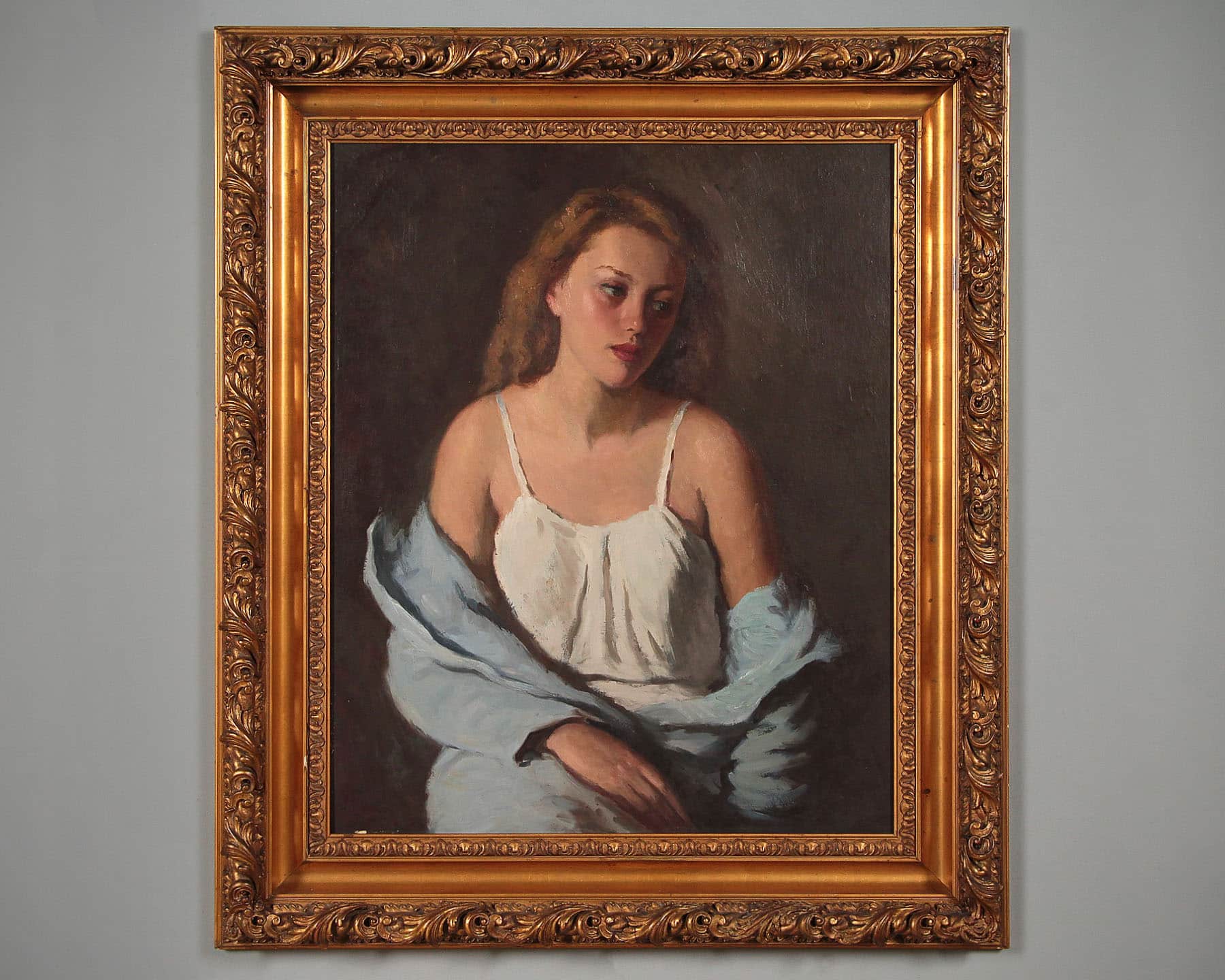 Large Portrait Painting of a Young Woman - Collinge Antiques
