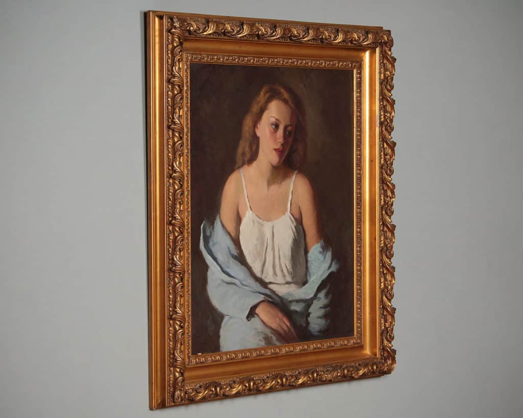 Large Portrait Painting of a Young Woman - Collinge Antiques