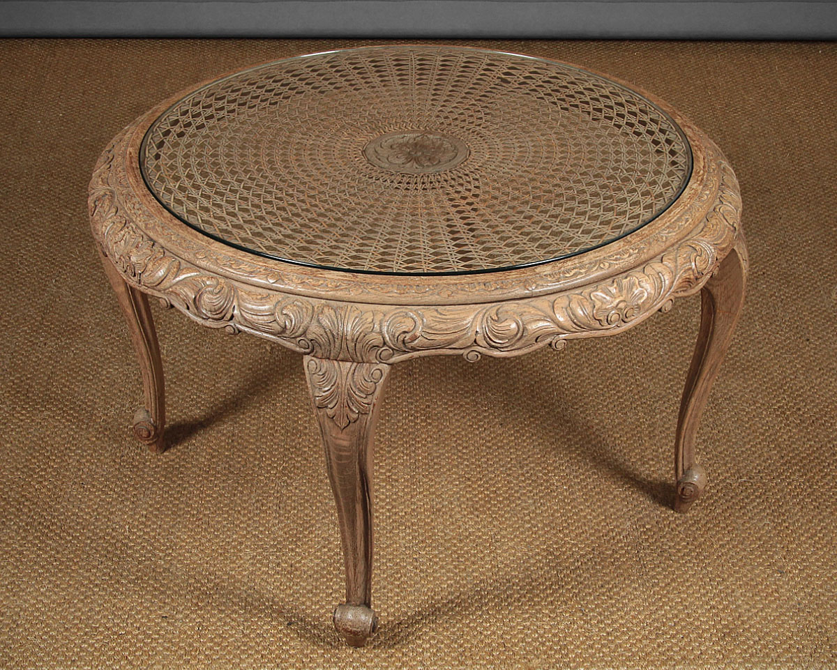 Oak & Bergere Coffee Table c.1930. - Collinge Antiques