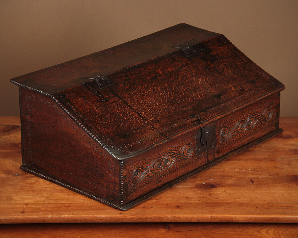 18th.c. Carved Oak Bible Box c.1700. - Collinge Antiques