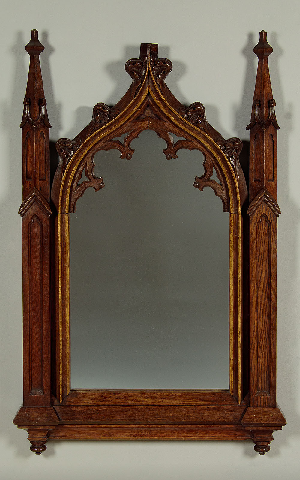 Carved Oak Gothic Revival Wall Mirror c.1900 - Collinge Antiques