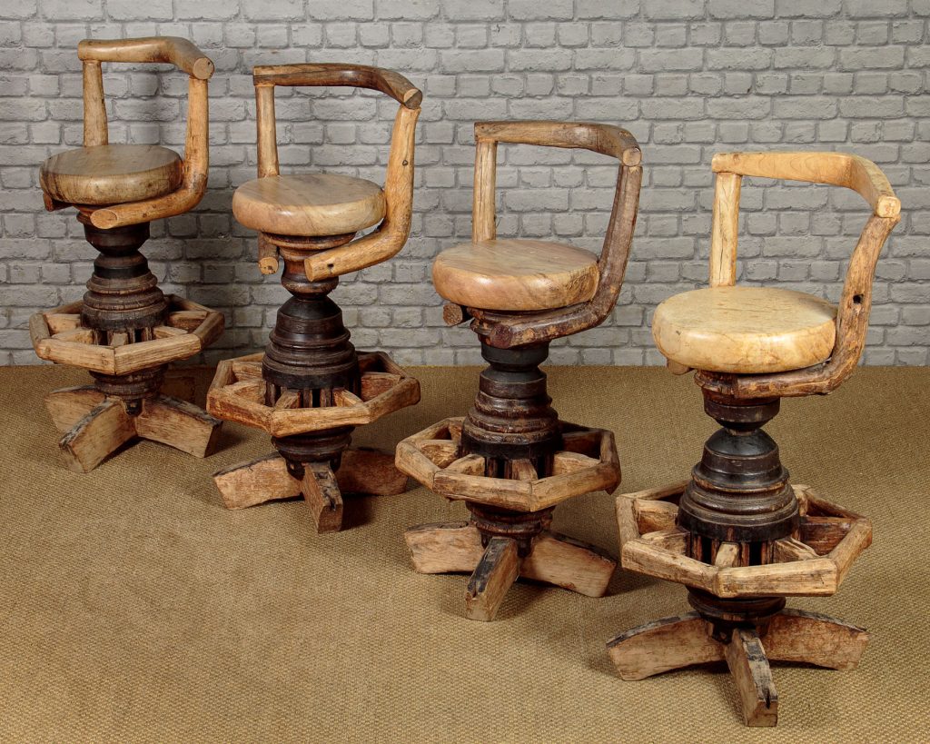 Set of Four Revolving Bar Stools - Collinge Antiques
