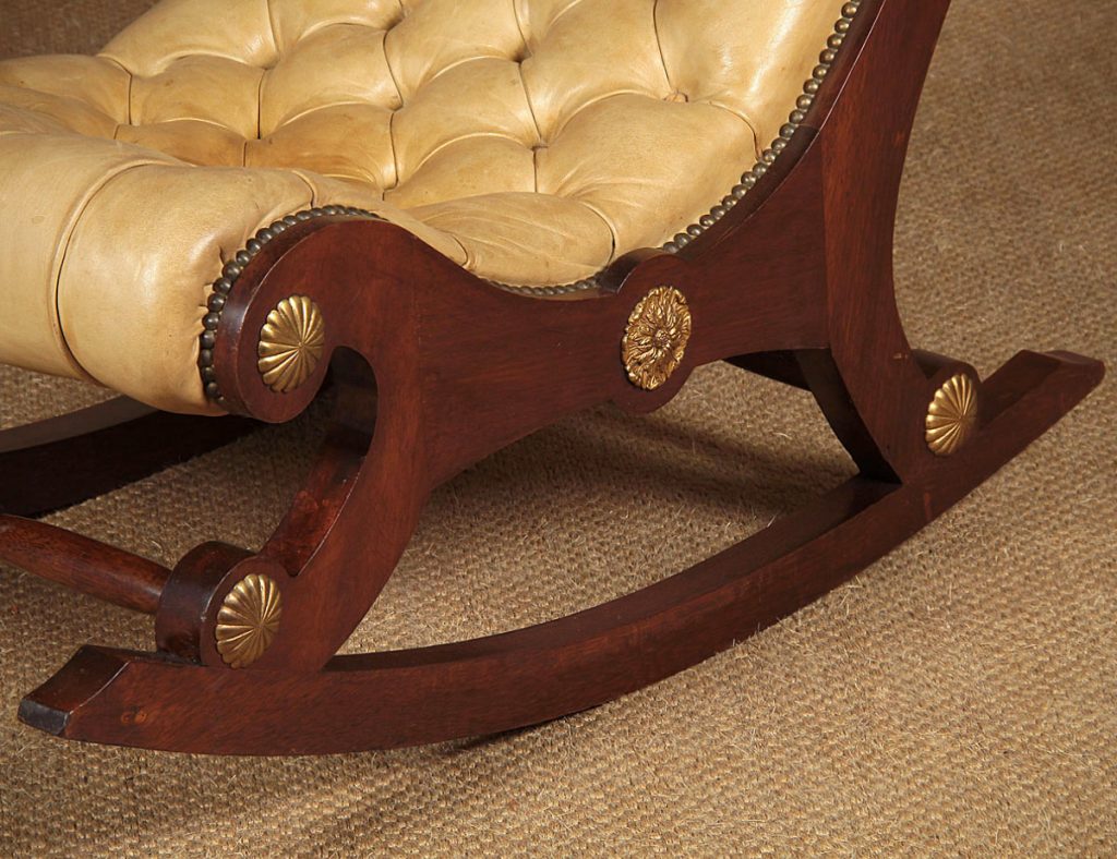 Pair of Buttoned Leather Slipper Rocking Chairs c.1960 - Collinge Antiques