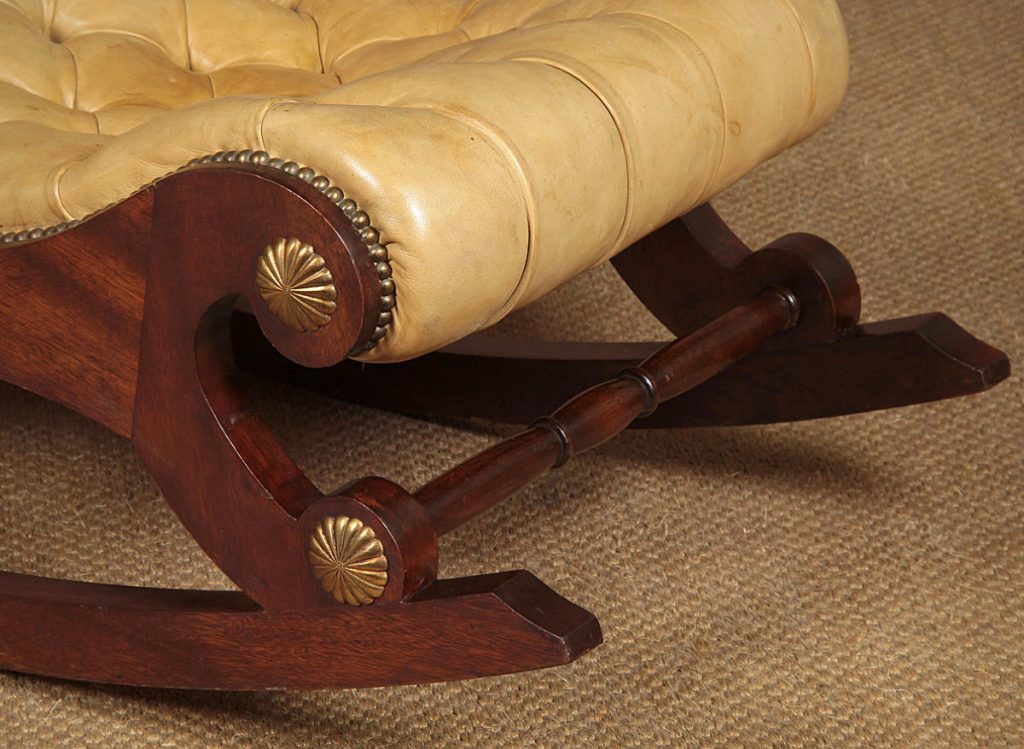 Pair of Buttoned Leather Slipper Rocking Chairs c.1960 - Collinge Antiques