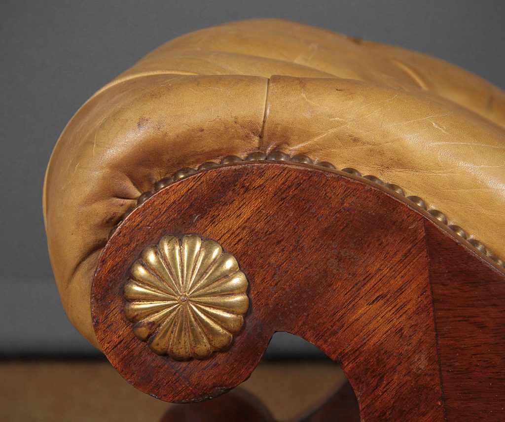 Pair of Buttoned Leather Slipper Rocking Chairs c.1960 - Collinge Antiques