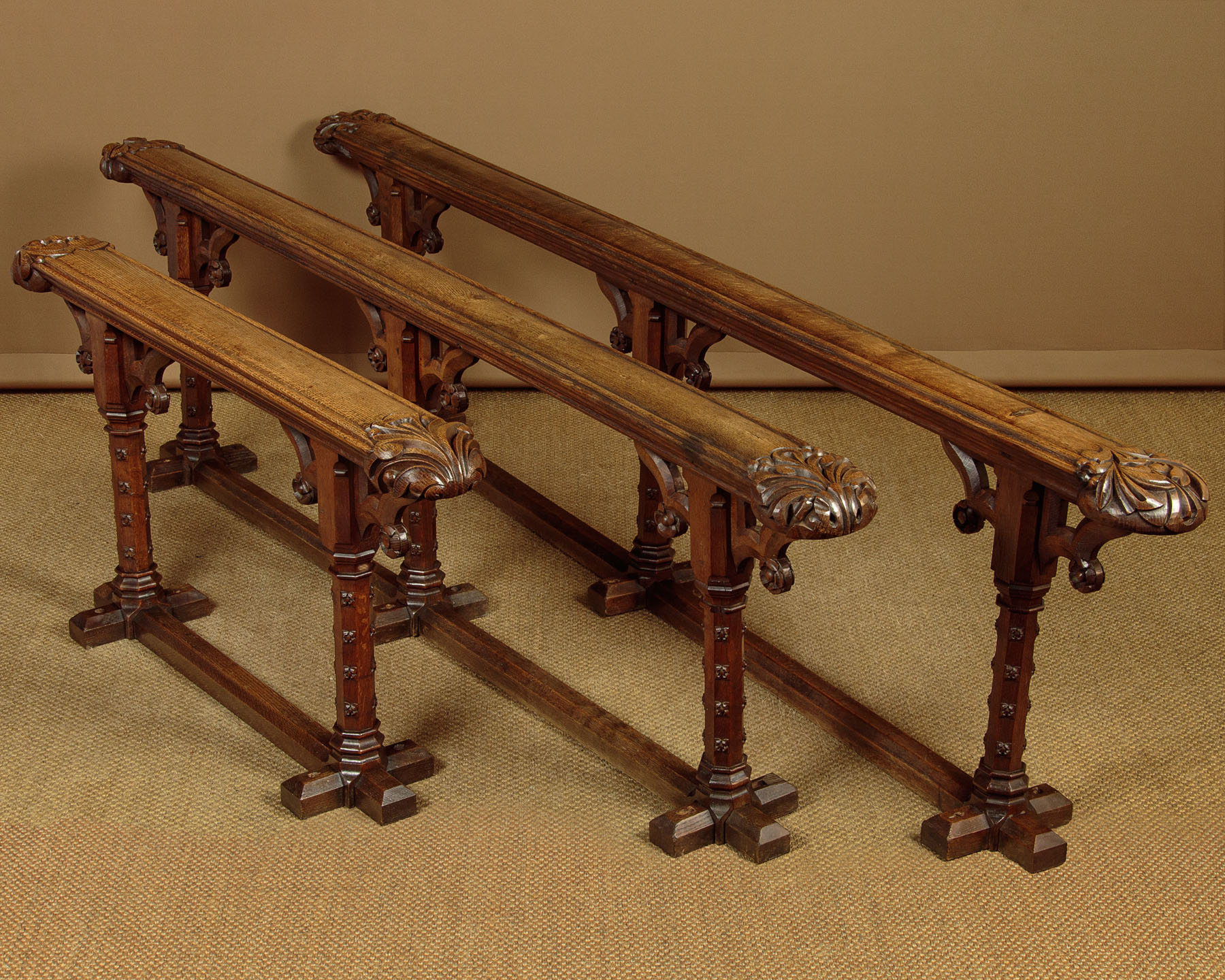 Three Gothic Carved Oak Altar Rails Attributed to Sir George Gilbert ...