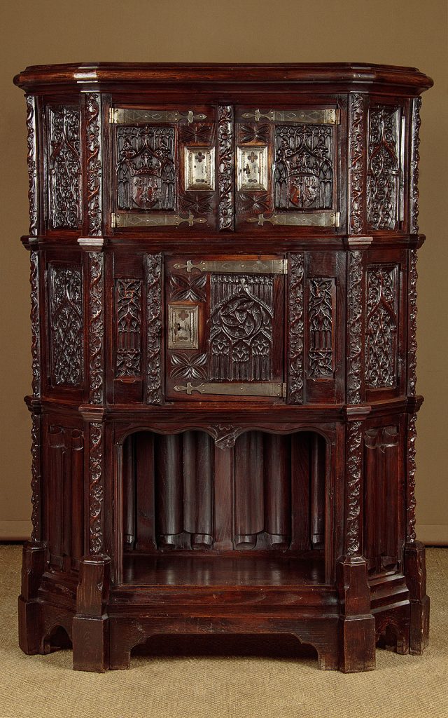 Carved Gothic Oak Credence Cupboard c.1880 - Collinge Antiques