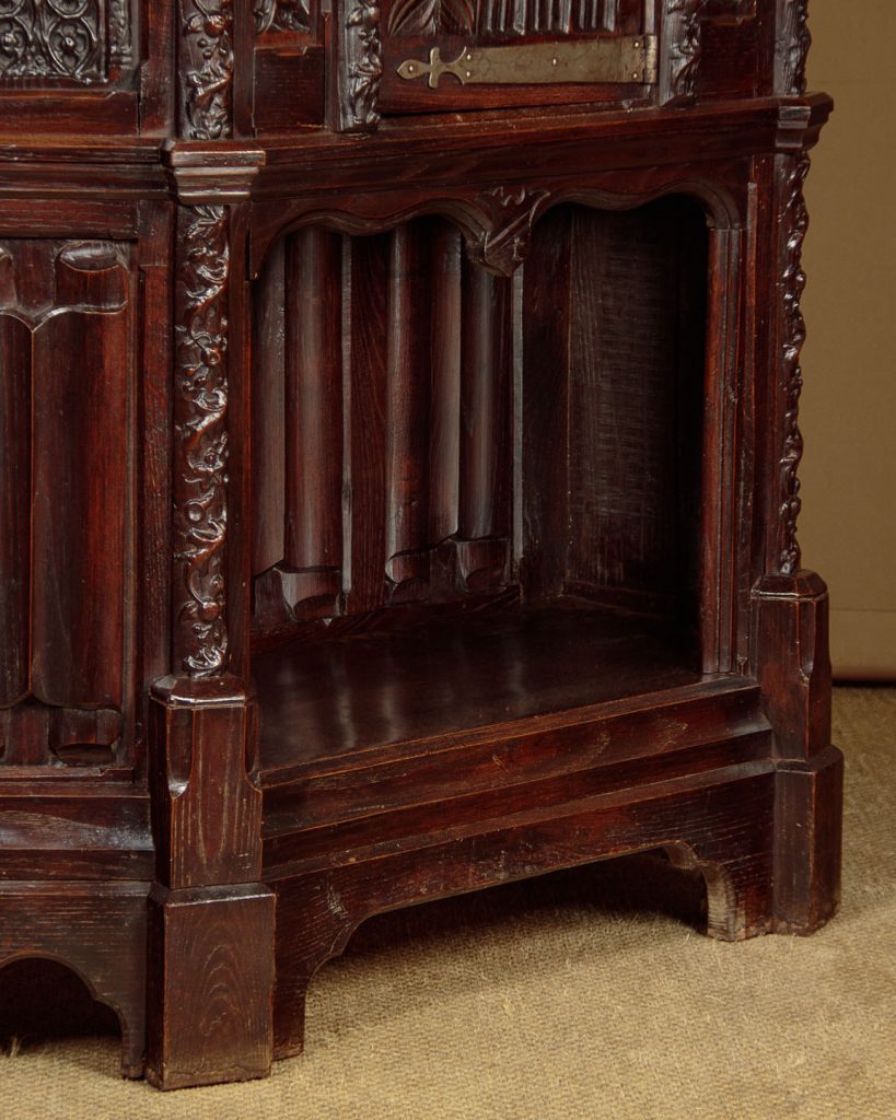 Carved Gothic Oak Credence Cupboard c.1880 - Collinge Antiques