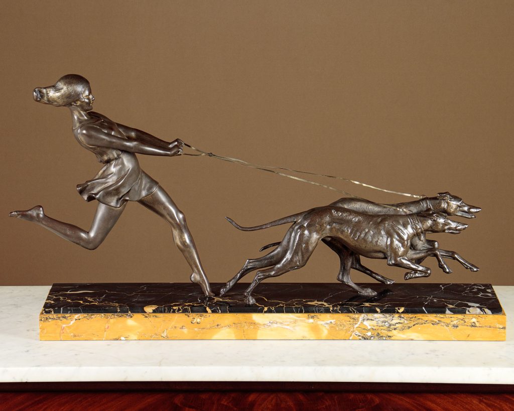 Art Deco Sculpture of a Girl & Hounds by George Maxim c.1930 - Collinge ...