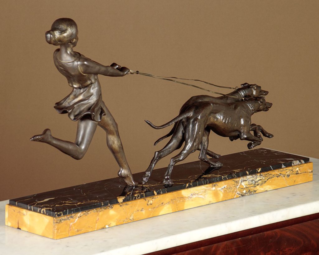 Art Deco Sculpture of a Girl & Hounds by George Maxim c.1930 - Collinge ...