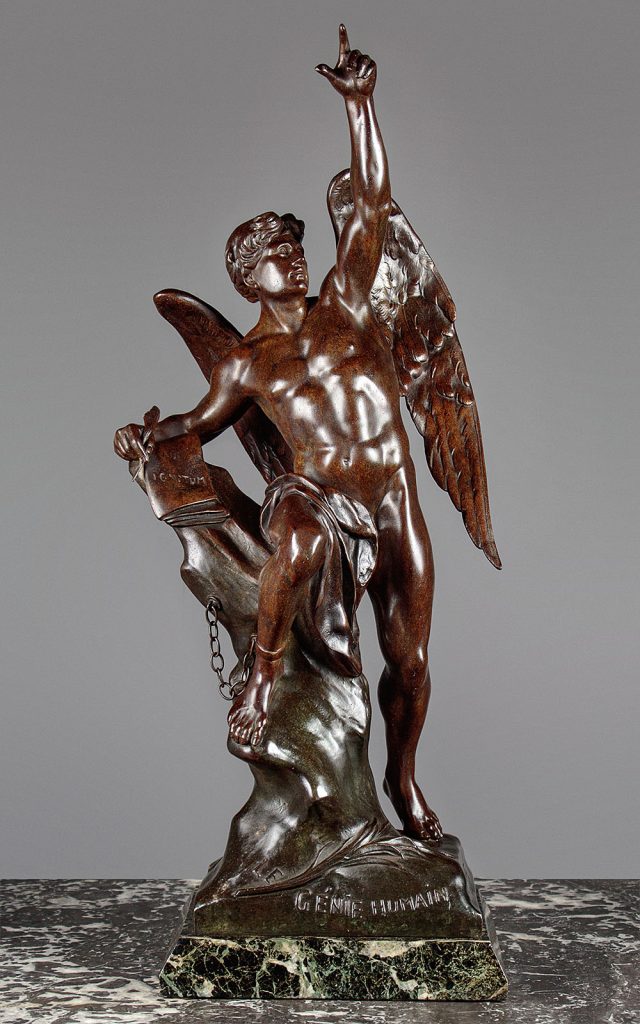 `Le Genie Humain` Spelter Figure by Emile Pigault c.1900 - Collinge ...