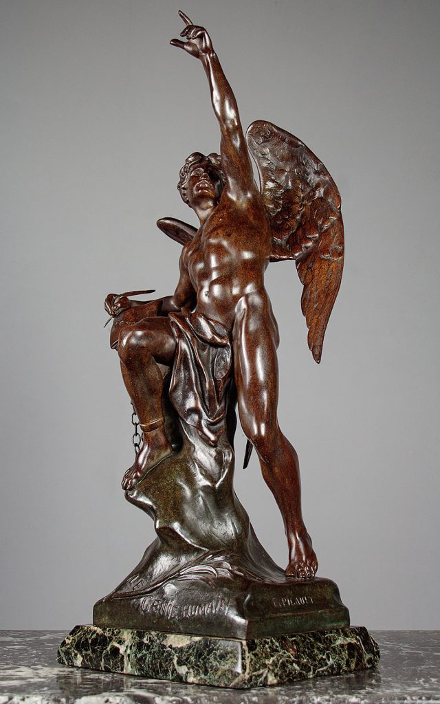 `Le Genie Humain` Spelter Figure by Emile Pigault c.1900 - Collinge ...