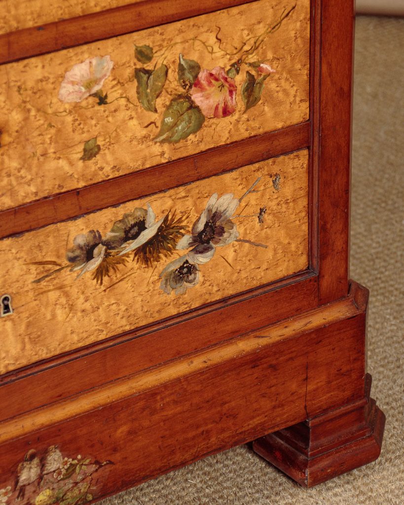 Sectretaire Abattant in Birdseye Maple with Painted Decoration c.1870 ...