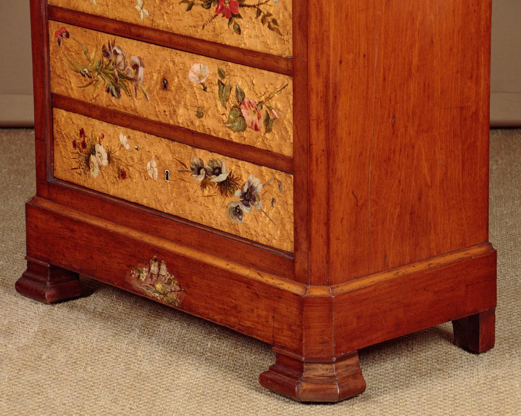 Sectretaire Abattant in Birdseye Maple with Painted Decoration c.1870 ...