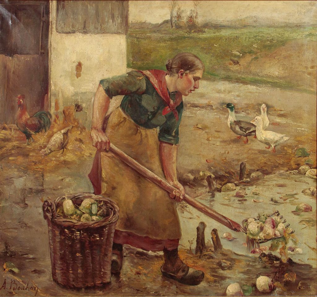 Large Dutch Farm Scene Oil Painting c.1920 - Collinge Antiques