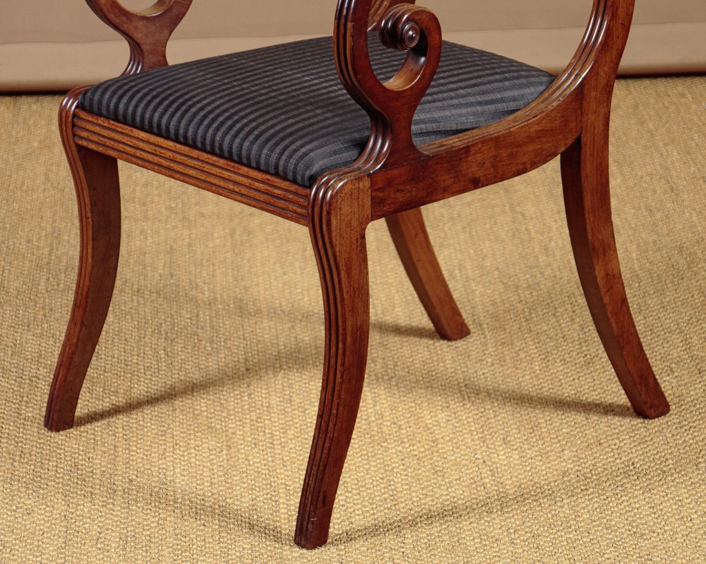 Pair of Regency Scroll Arm Chairs c.1820 - Collinge Antiques