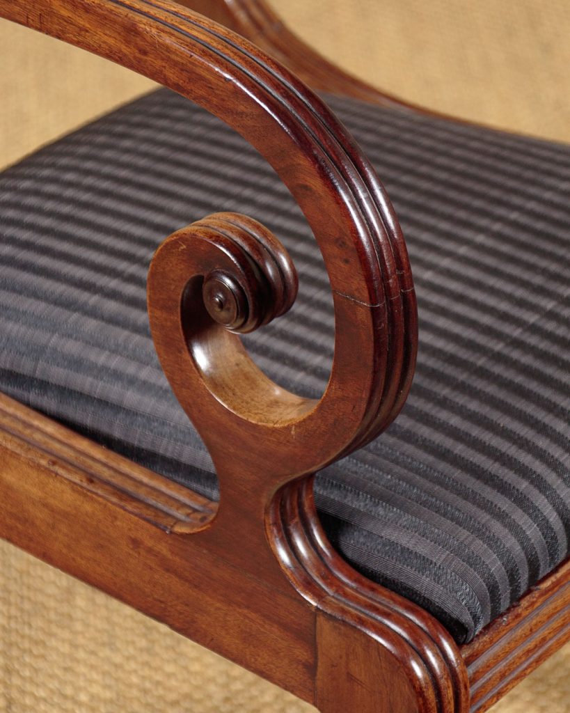 Pair of Regency Scroll Arm Chairs c.1820 - Collinge Antiques