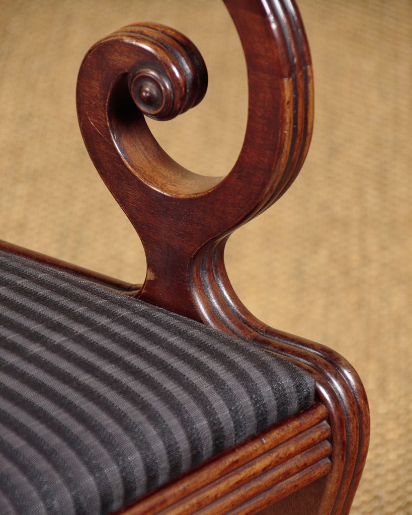 Pair of Regency Scroll Arm Chairs c.1820 - Collinge Antiques