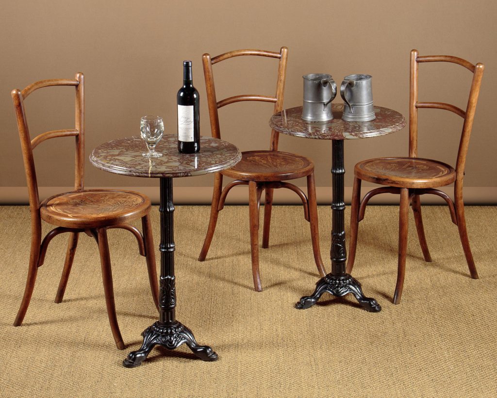 Pair of Cast Iron & Marble Top Bistro Tables - Collinge Antiques