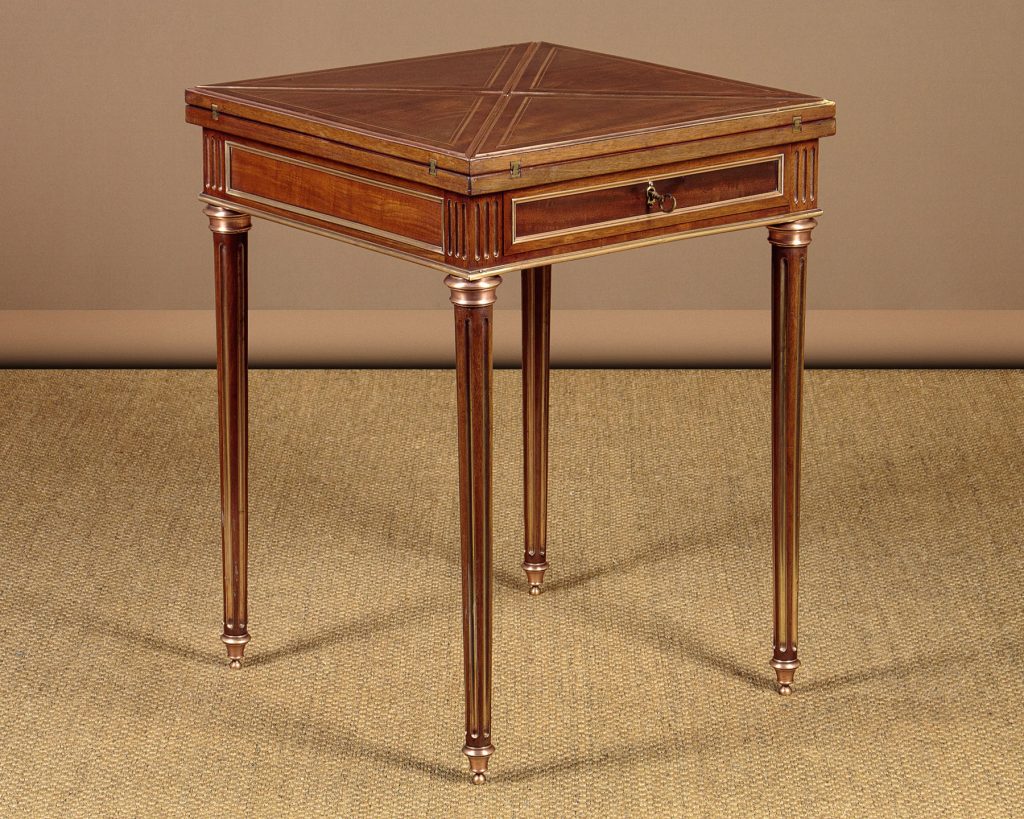 Brass Inlaid Envelope Games Table c.1900 - Collinge Antiques