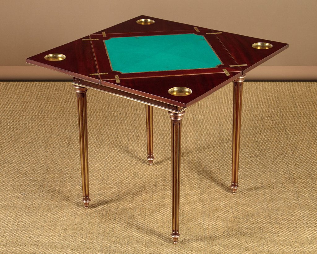 Brass Inlaid Envelope Games Table c.1900 - Collinge Antiques