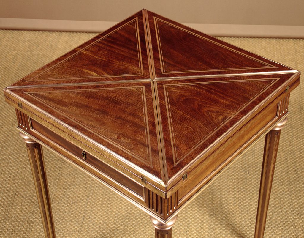 Brass Inlaid Envelope Games Table c.1900 - Collinge Antiques