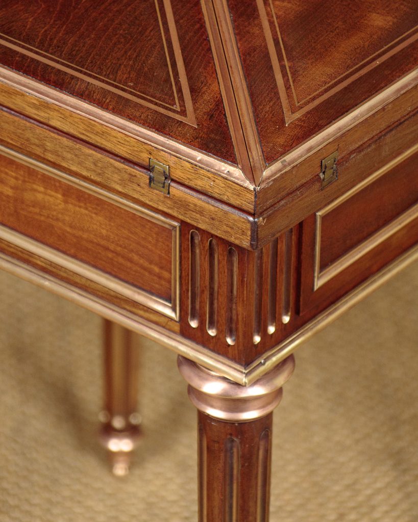 Brass Inlaid Envelope Games Table c.1900 - Collinge Antiques