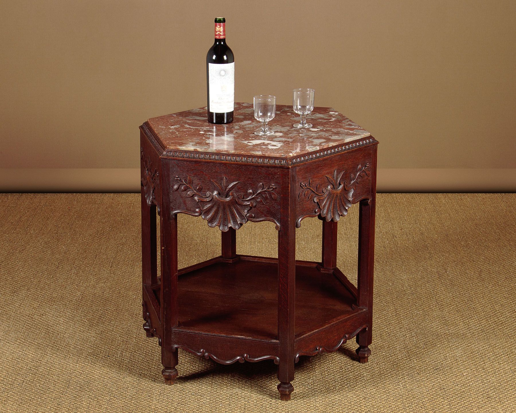 Hexagonal Marble Top Window Table c.1920 - Collinge Antiques