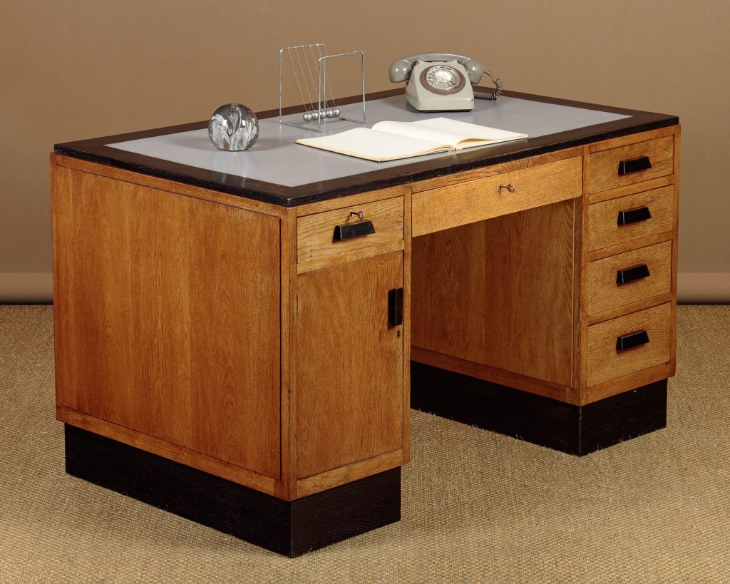 Art Deco Oak Pedestal Desk c.1930 - Collinge Antiques