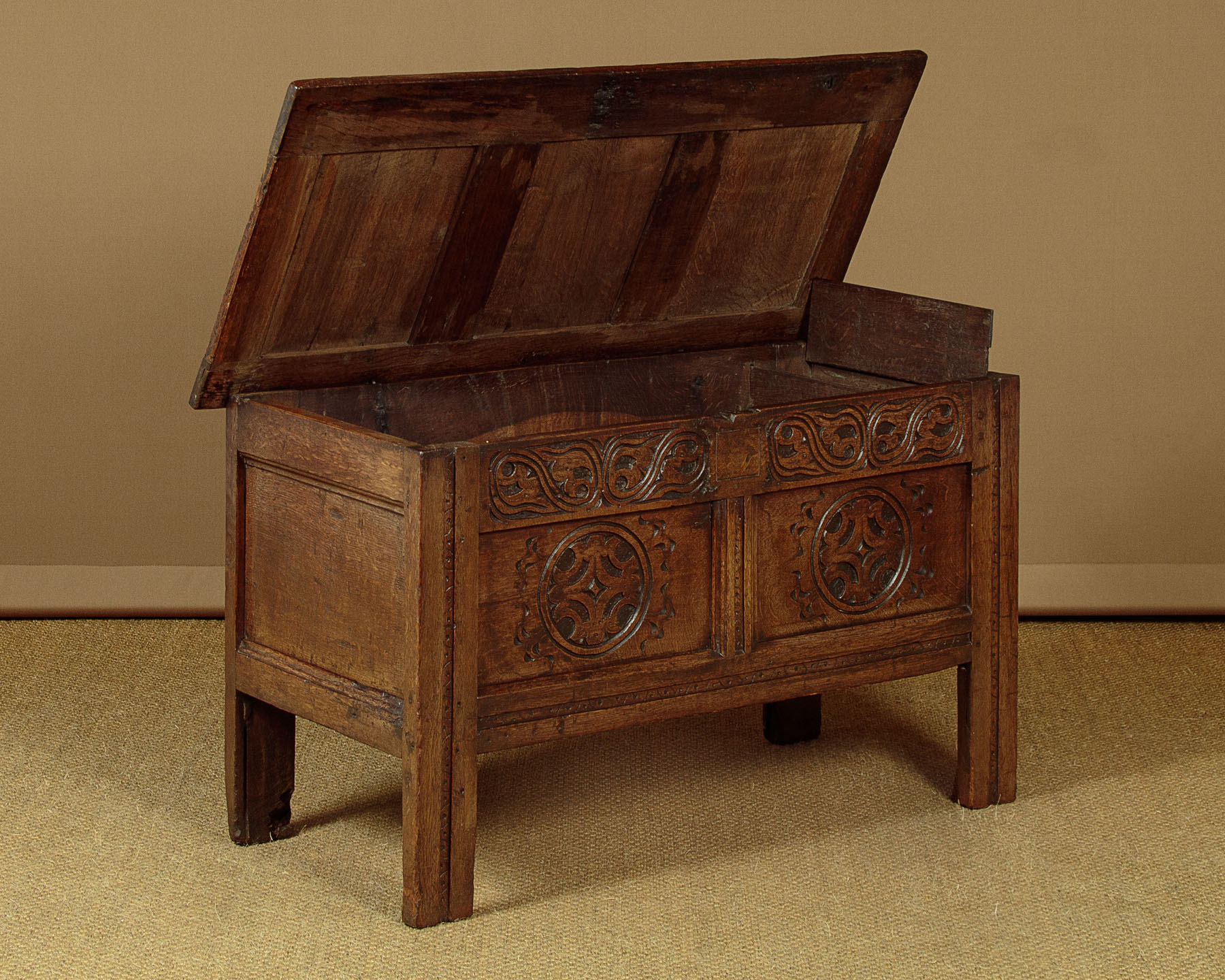 Small Carved Oak Coffer c.1780 - Collinge Antiques