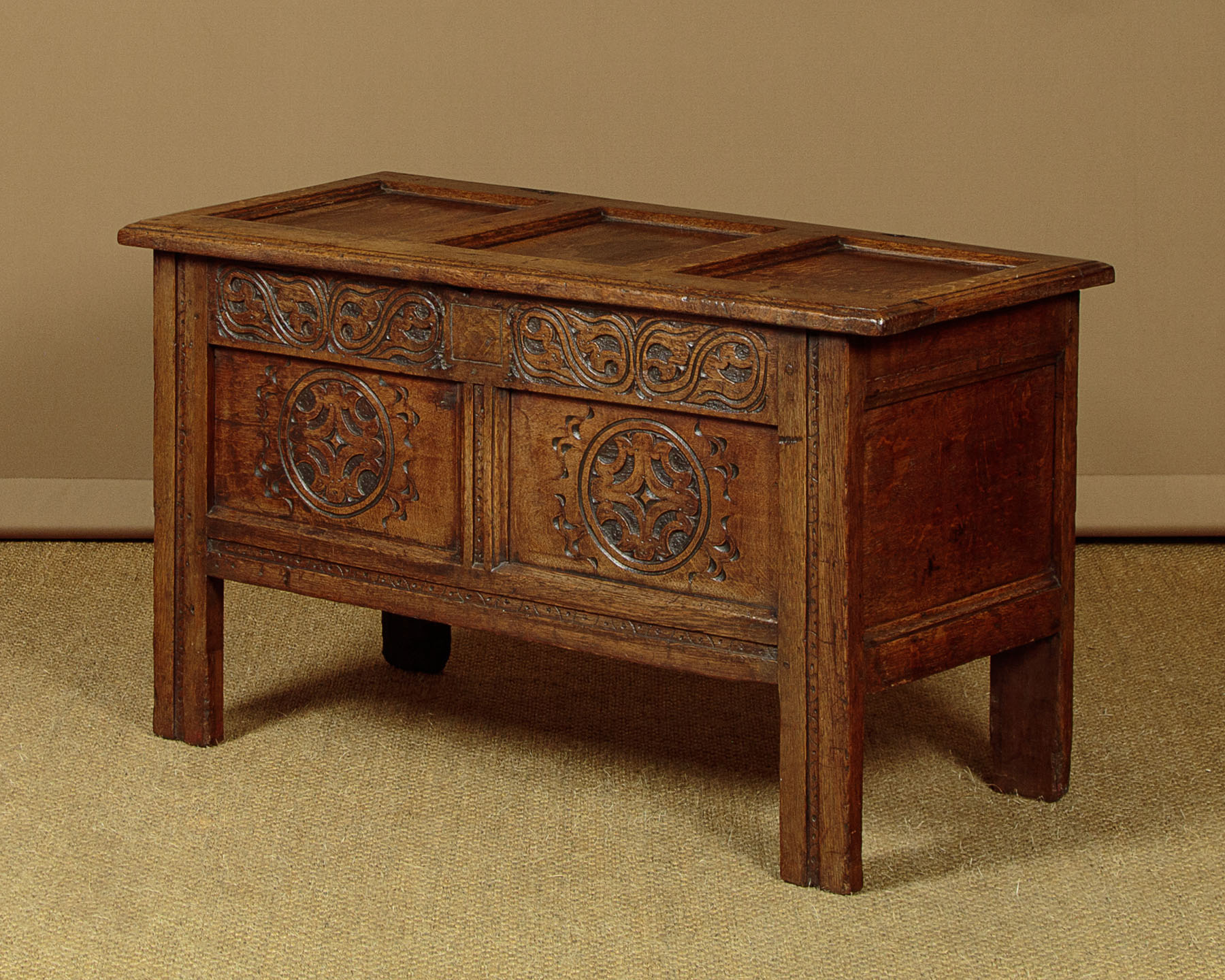 Small Carved Oak Coffer c.1780 - Collinge Antiques