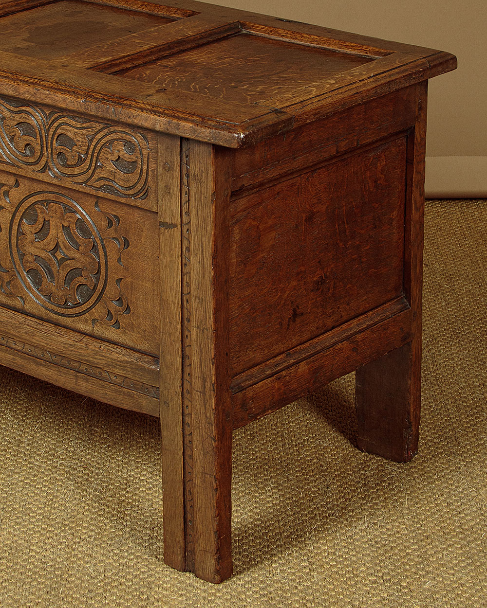 Small Carved Oak Coffer c.1780 - Collinge Antiques