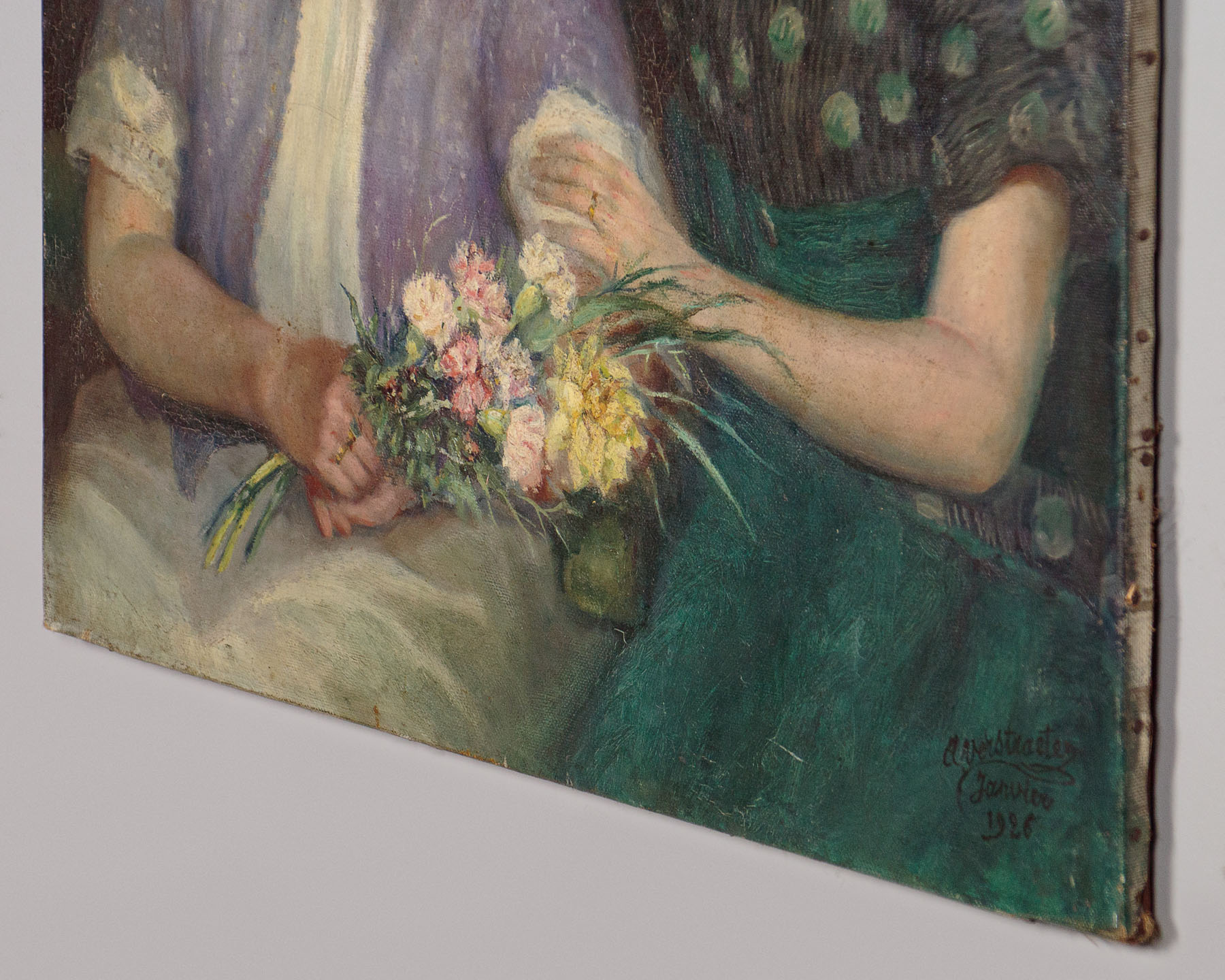 Family Portrait in Oil on Canvas dated 1926 - Collinge Antiques