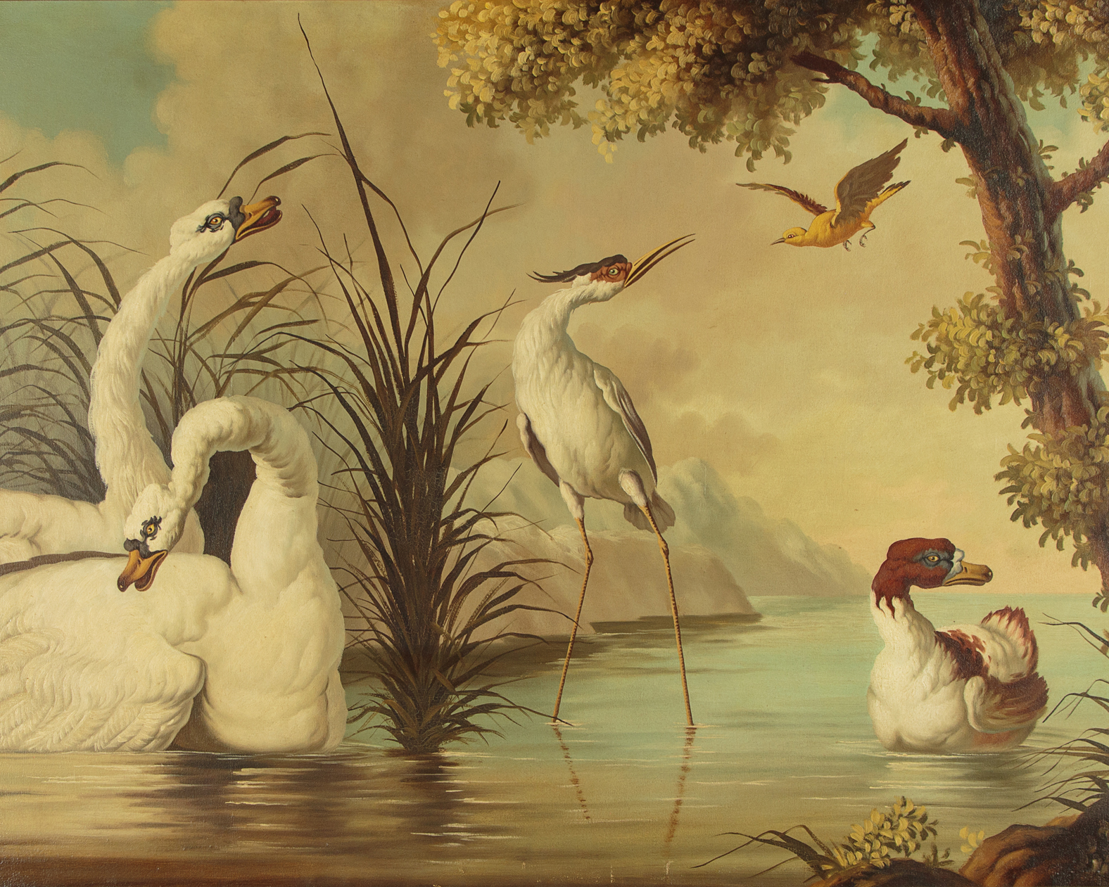 Large Painting of Waterfowl by Ira Monte c.1960 - Collinge Antiques