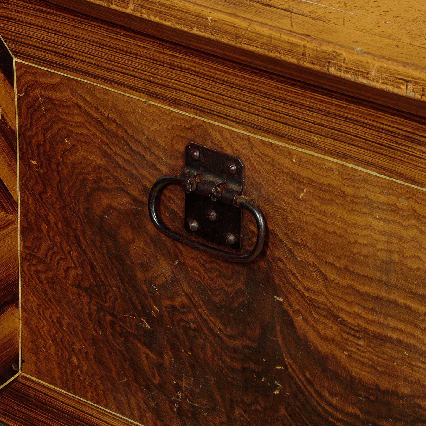 Painted Pine Marriage Chest Dated 1885 - Collinge Antiques