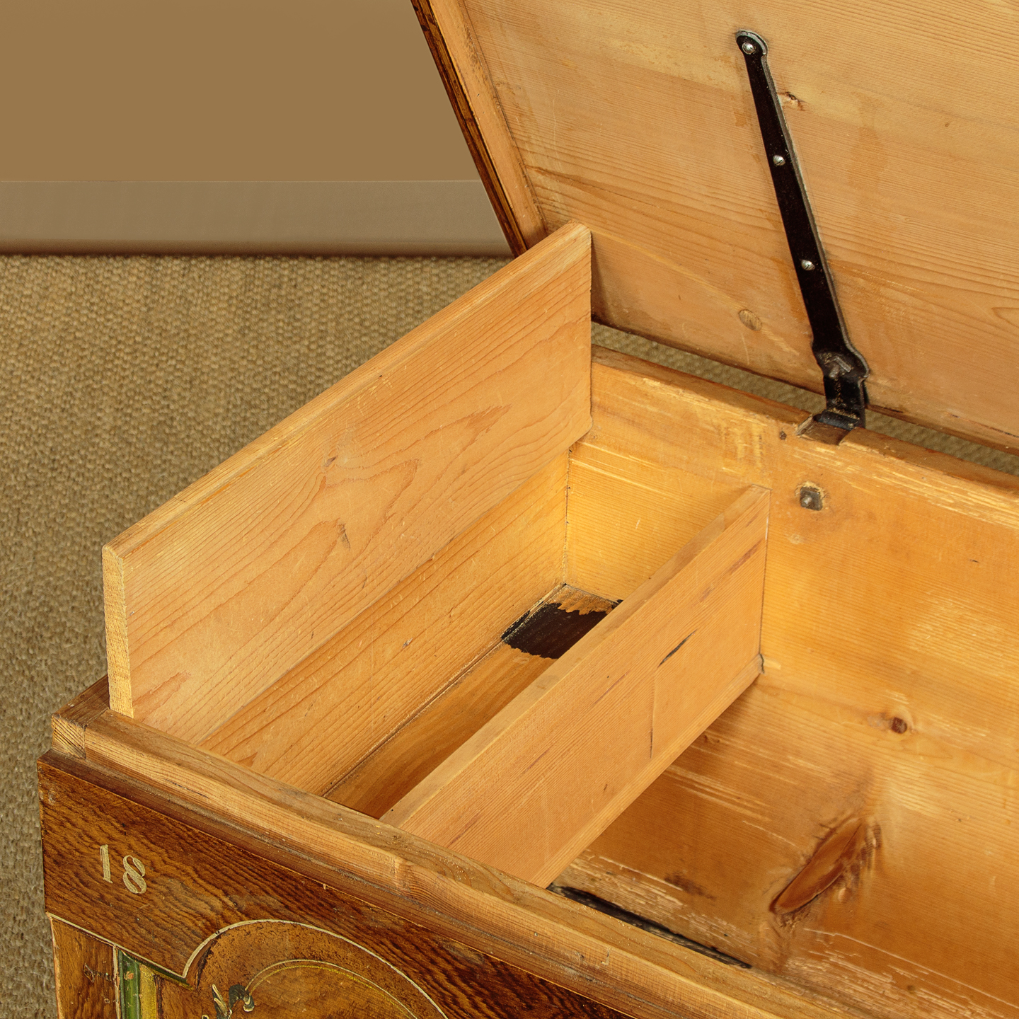 Painted Pine Marriage Chest Dated 1885 - Collinge Antiques